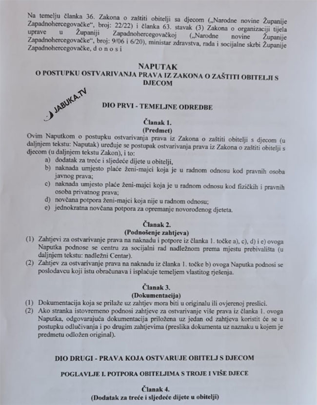 ŽZH: Ovi dokumenti su potrebni za ostvarivanje dječje naknade od 500 KM - Jabuka.tv