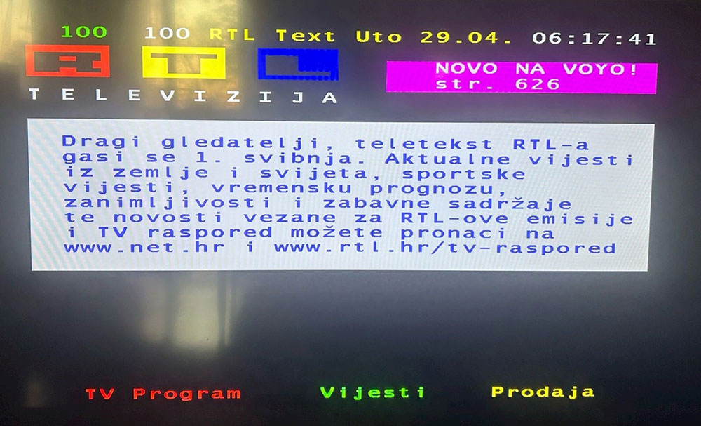 Hrvatski RTL gasi teletekst - Jabuka.tv