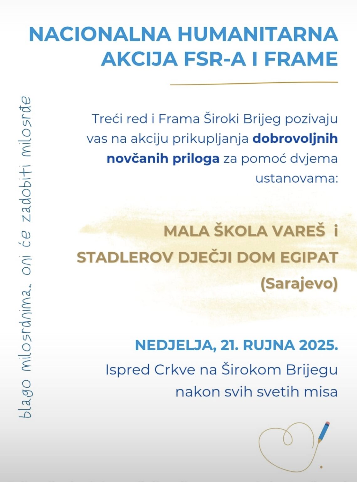 U nedjelju humanitarna akcija ispred Crkve na Širokom Brijegu - Jabuka.tv
