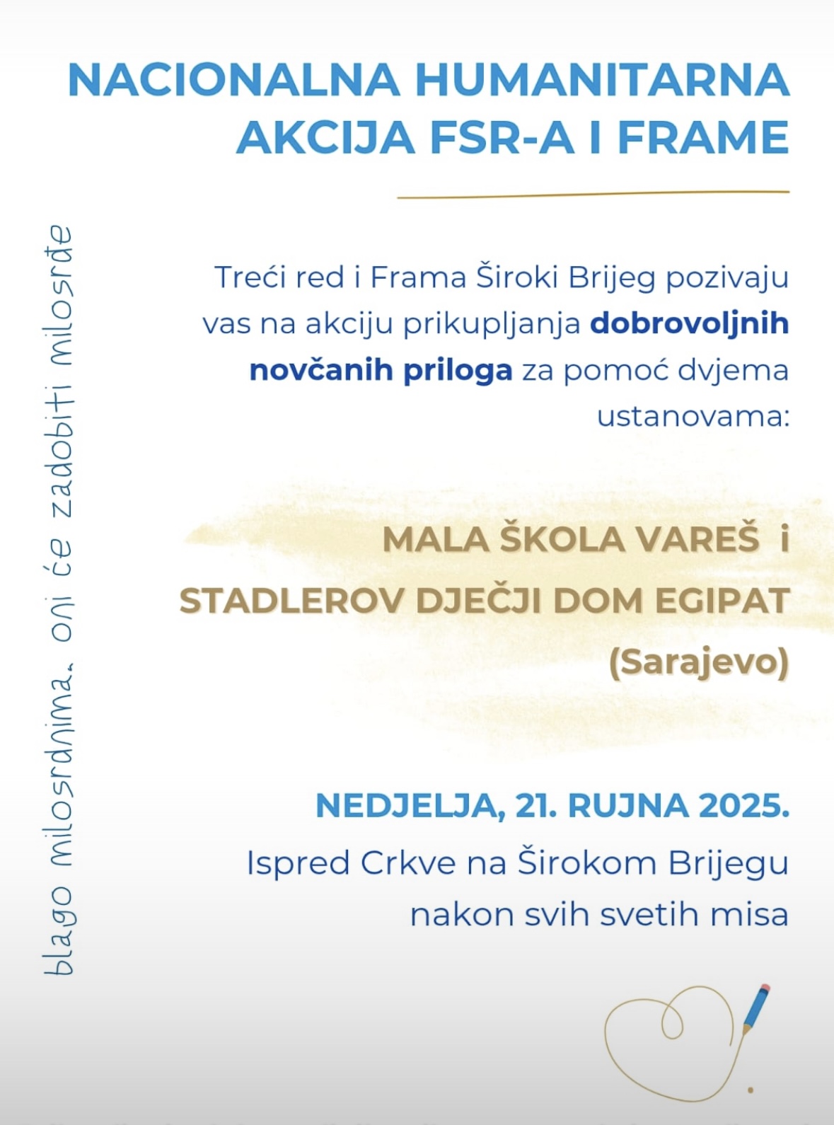 U nedjelju humanitarna akcija ispred Crkve na Širokom Brijegu - Jabuka.tv